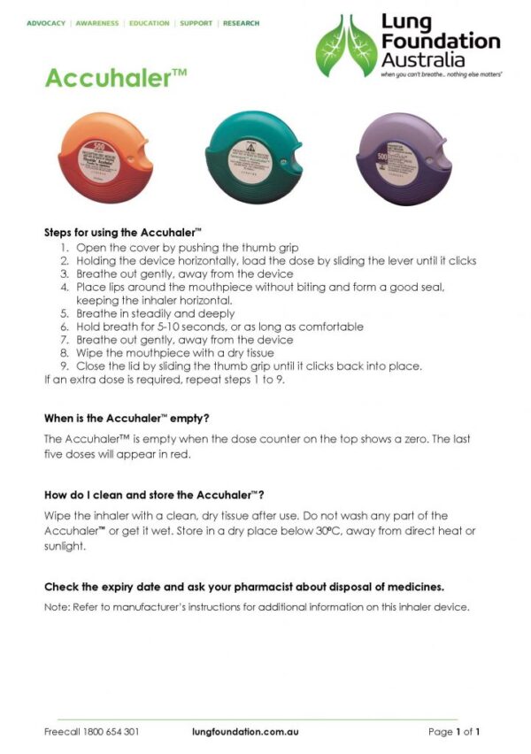 Accuhaler® puffer inhaler device technique fact sheet - Lung Foundation ...