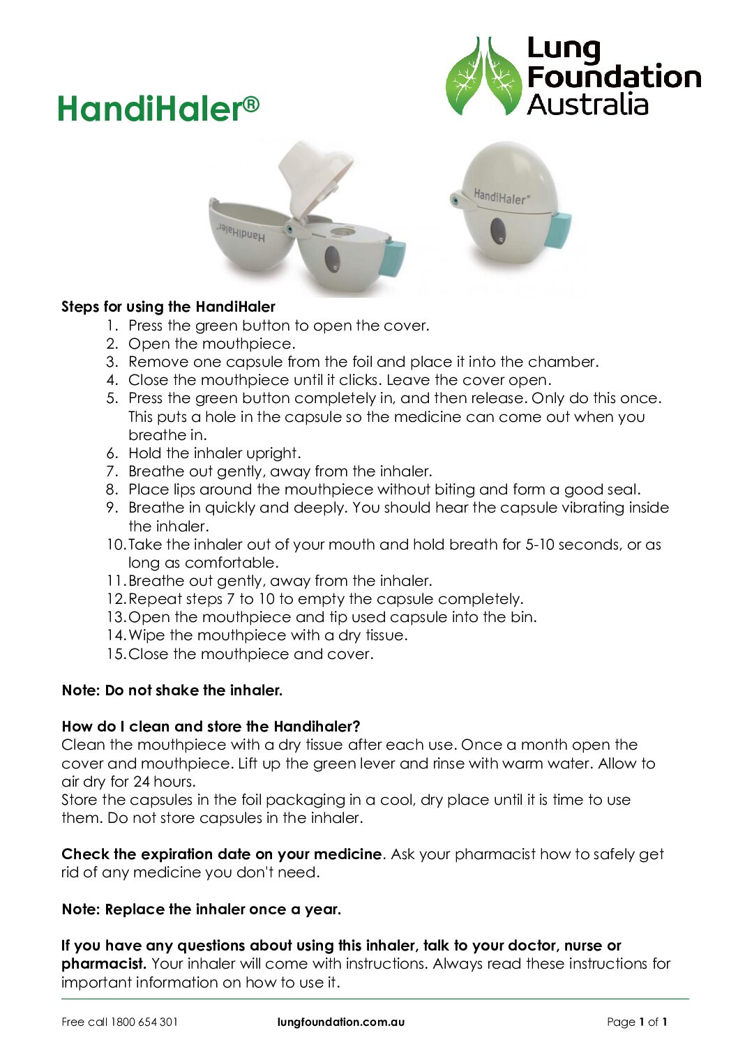 Handihaler® puffer inhaler device technique fact sheet - Lung ...