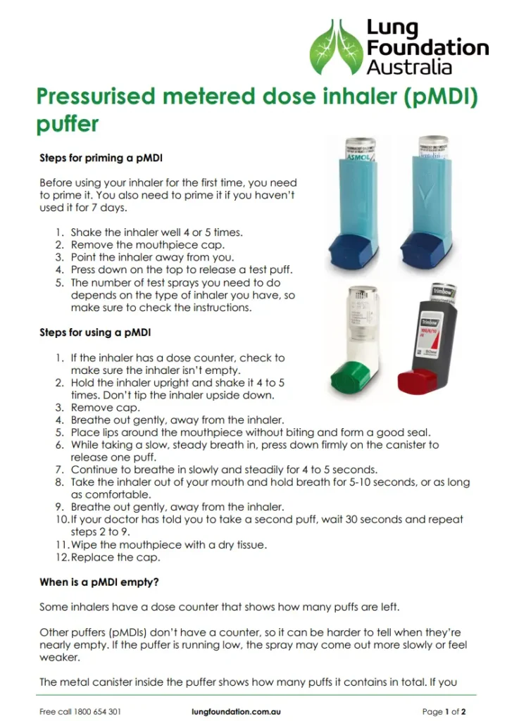 Pressurised Metered Dose Inhaler (pMDI) Puffer Inhaler Device Technique ...